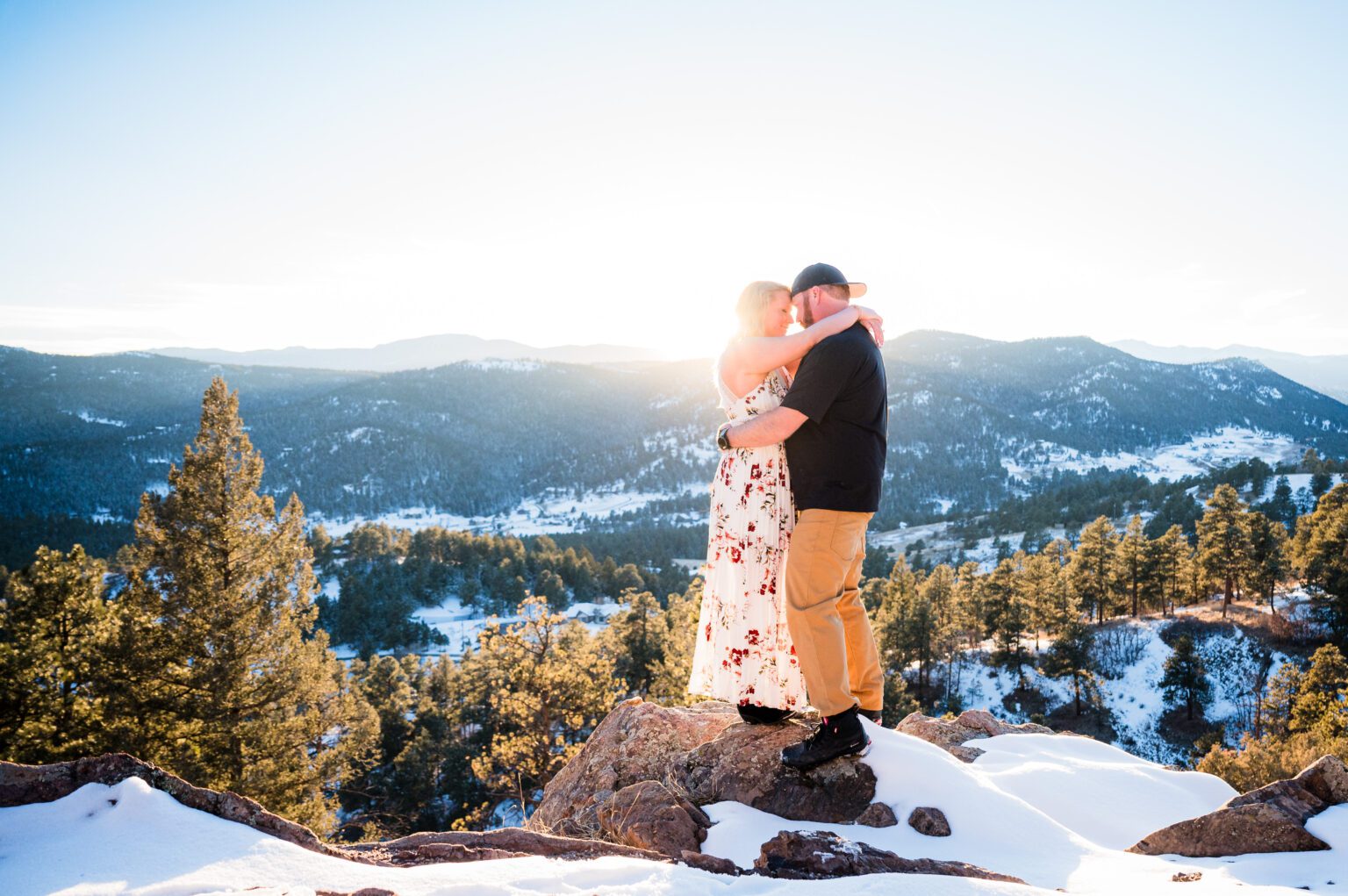 Chris + KaLynn's Snowy Engagement Session on Top of Mount Falcon ...